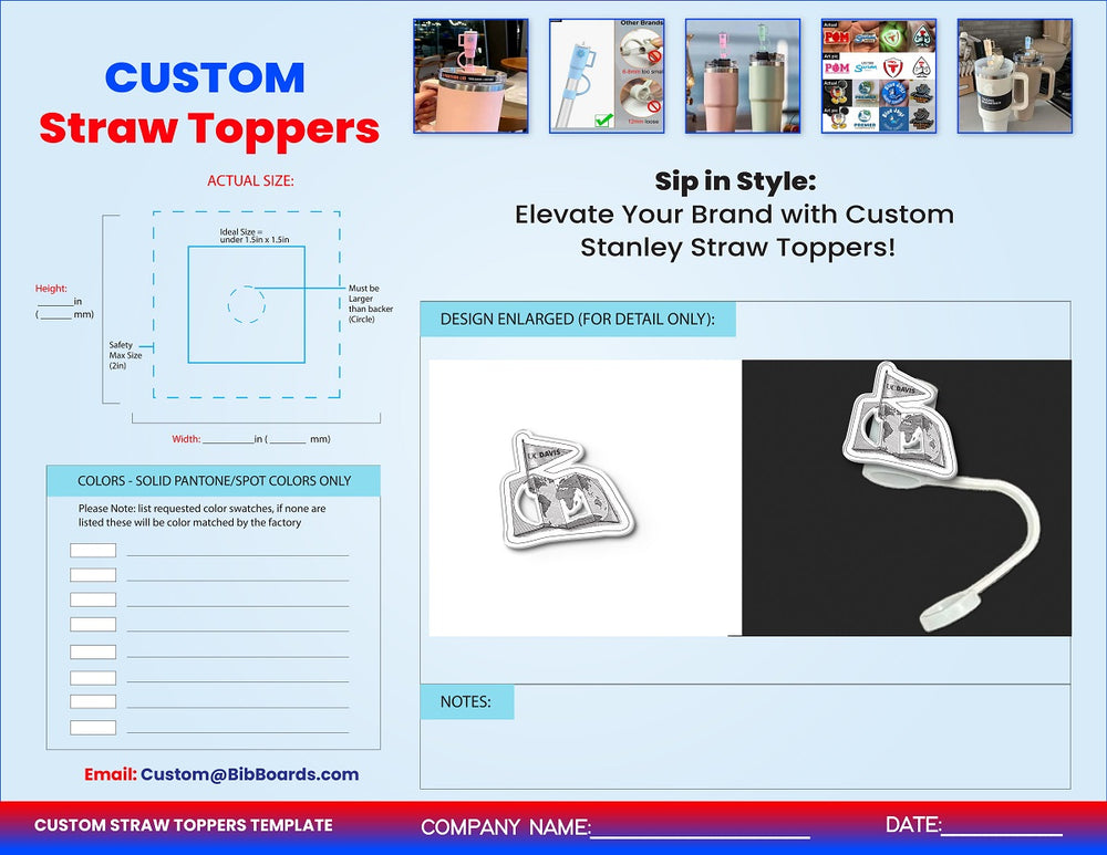 Custom Straw Toppers for Your Stanley Cups - Bring Your Brand to Life!